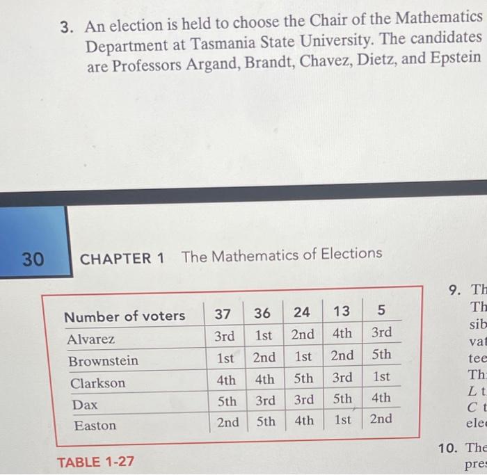 3. An election is held to choose the Chair of the | Chegg.com