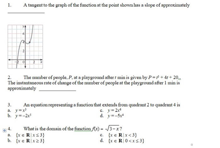 Solved 1. A tangent to the graph of the function at the | Chegg.com