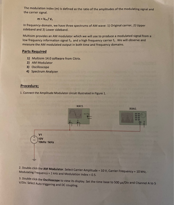 Solved ECET 310 - Laboratory 3 Amplitude Modulation (AM) | Chegg.com