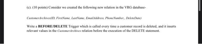 Solved (c). (10 points) Consider we created the following | Chegg.com