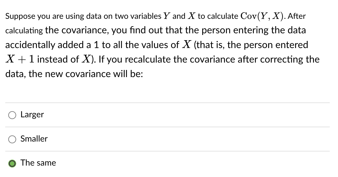 Solved Suppose you are using data on two variables Y ﻿and x | Chegg.com