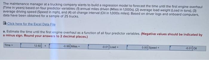 Solved c-1. Are the predictor variables individually | Chegg.com