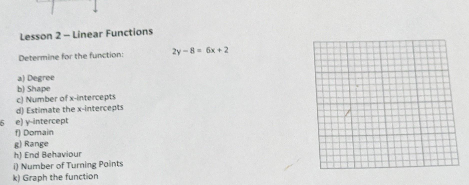 Solved Lesson 2-Linear Functions 2y- 8m 6x +2 Determine for | Chegg.com