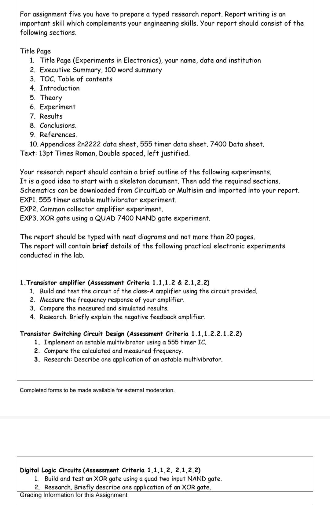 Solved For assignment five you have to prepare a typed | Chegg.com