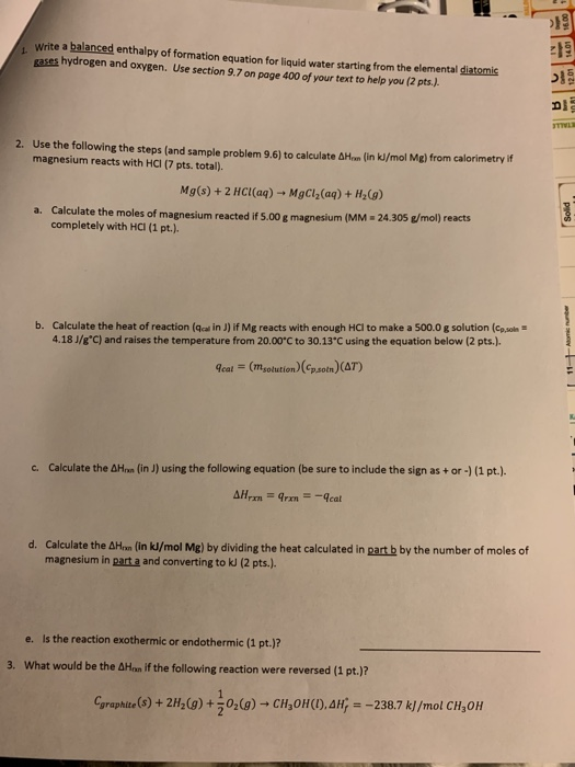 Solved Enthalpy of Formation of Mgo Chem 113 Reading | Chegg.com
