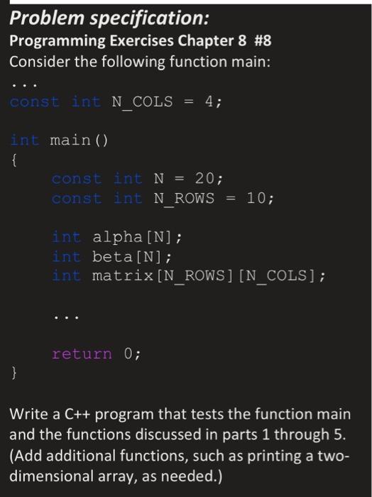 Solved Problem specification: Programming Exercises Chapter | Chegg.com