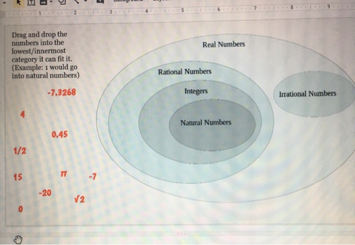 Solved 3 5 Real Numbers Drag and drop the numbers into the | Chegg.com