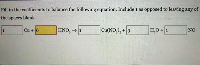 Solved Fill in the coefficients to balance the following | Chegg.com
