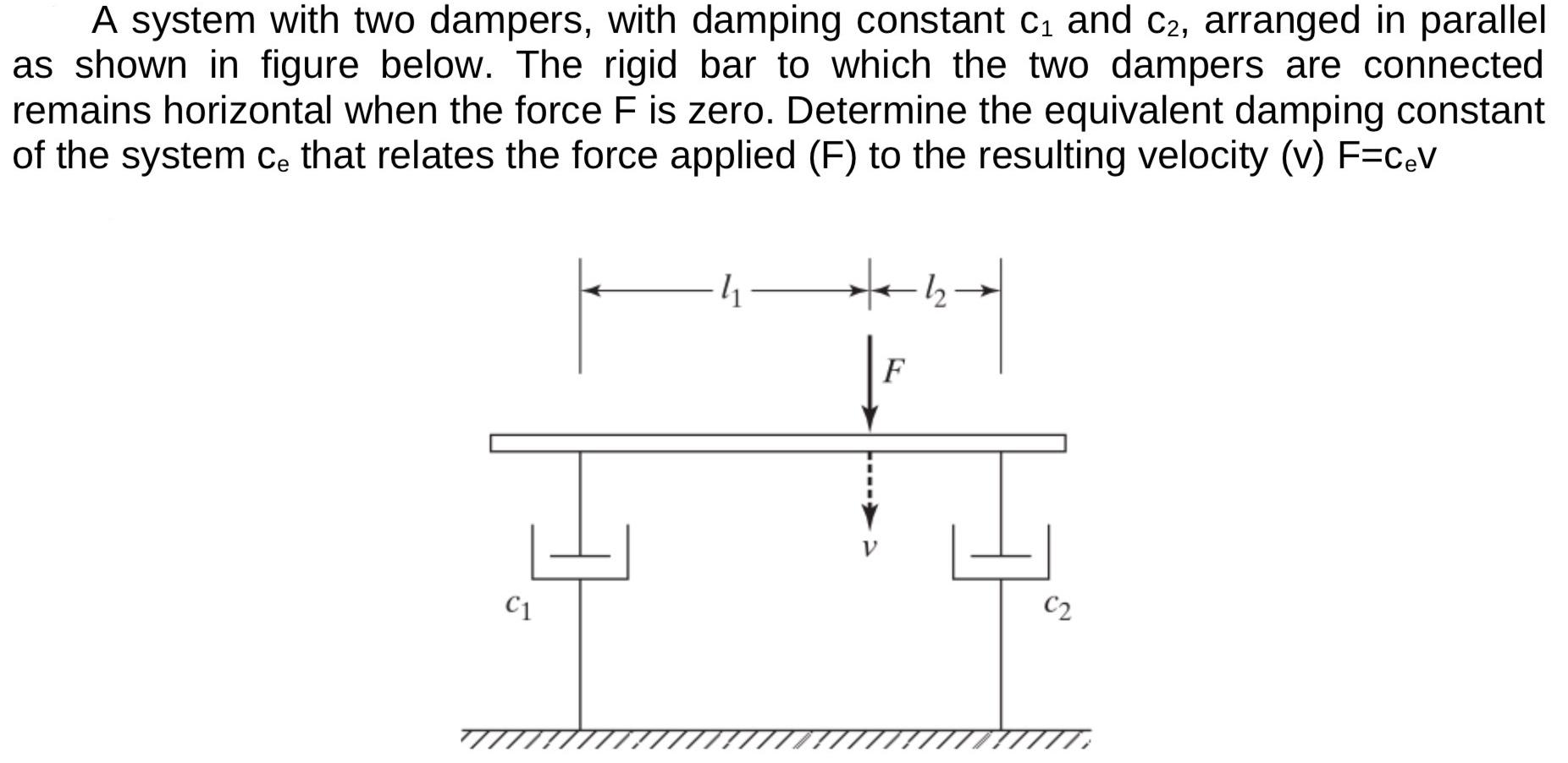 Solved A system with two dampers, with damping constant c1 | Chegg.com