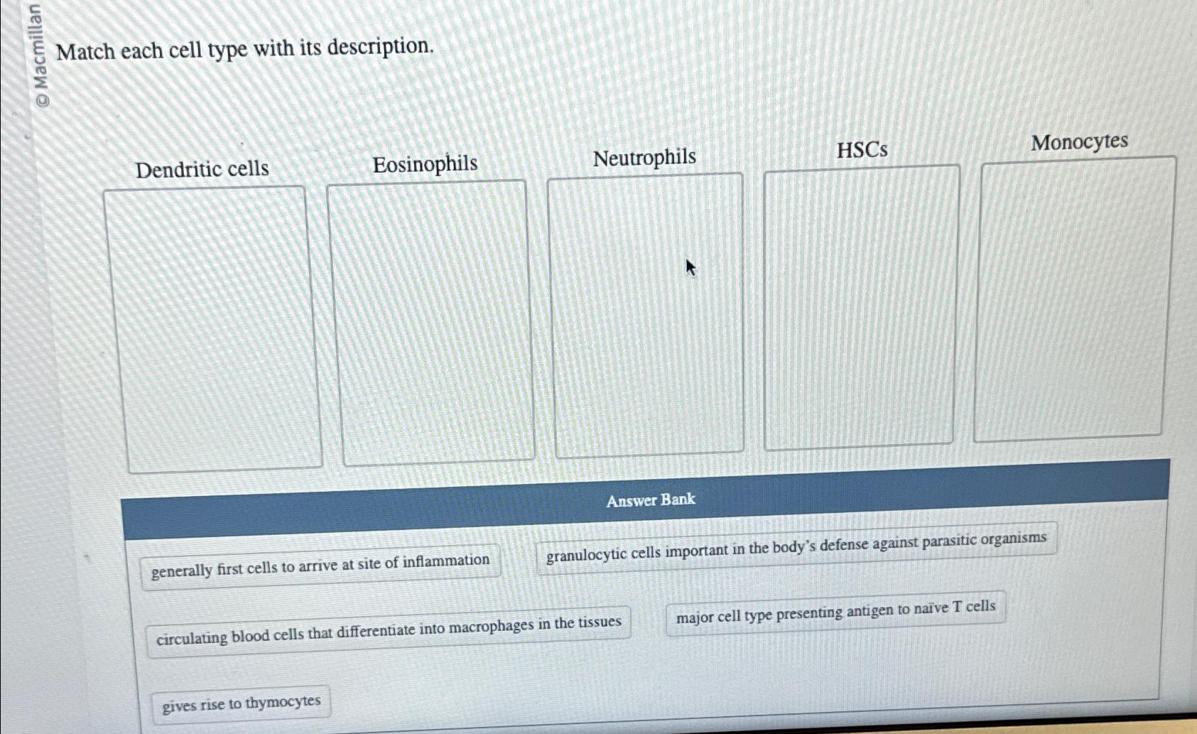 Solved Match each cell type with its description.Dendritic | Chegg.com