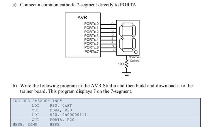 Solved a) Connect a common cathode 7-segment directly to | Chegg.com