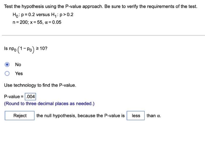Solved Test the hypothesis using the P-value approach. Be | Chegg.com
