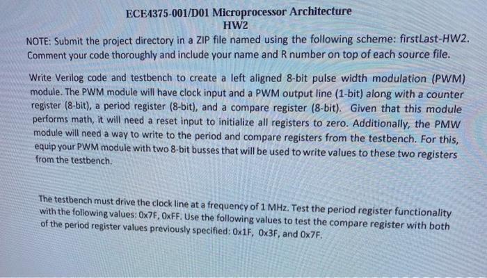 Solved ECE4375-001/D01 Microprocessor Architecture HW2 NOTE: | Chegg.com