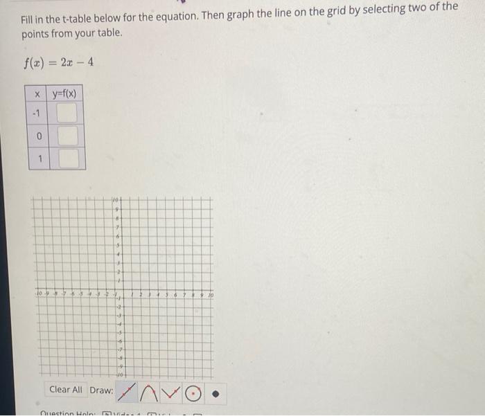 Solved Fill in the t-table below for the equation. Then | Chegg.com