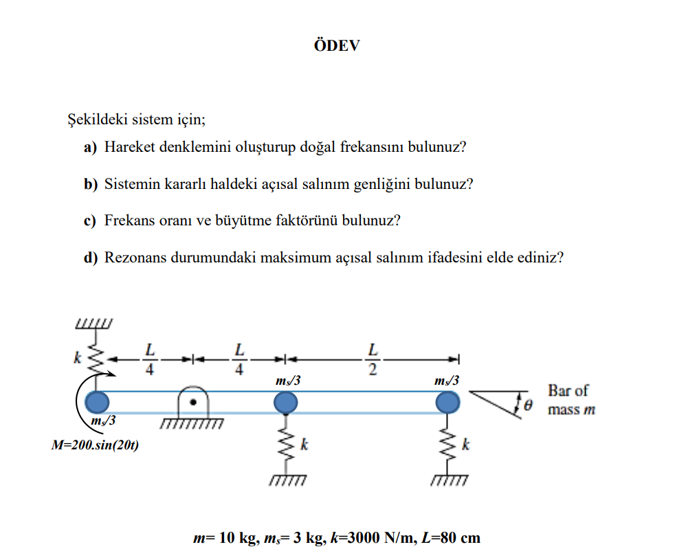 Solved Mechanical vibration, mechanical Engineering For the | Chegg.com
