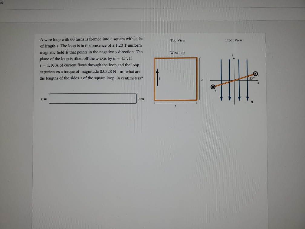 Solved Top View Front View Wire loop A wire loop with 60 | Chegg.com