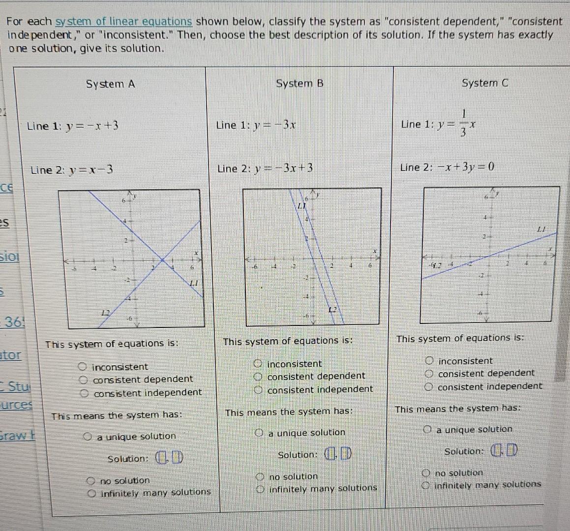 Solved For Each System Of Linear Equations Shown Below