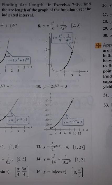 Solved 26. y Finding Arc Length In Exercises 7-20, find the | Chegg.com
