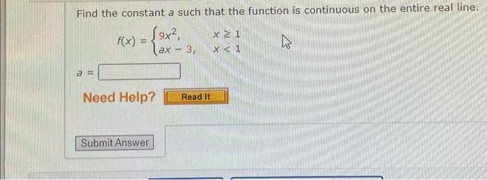 Solved Find the constant a such that the function is | Chegg.com
