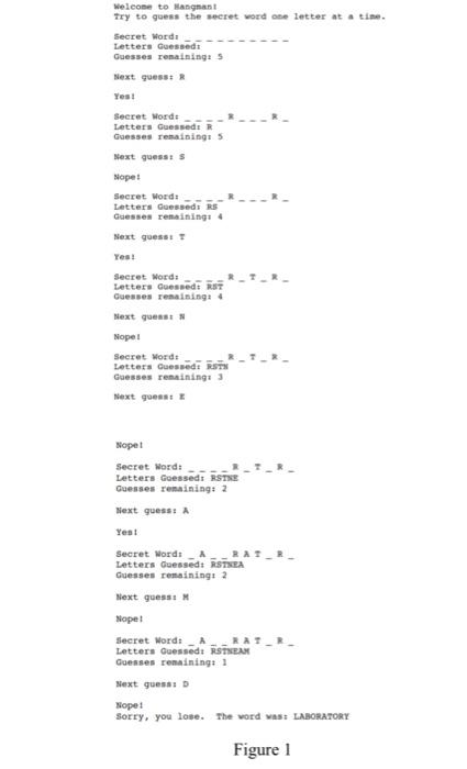 Solved Part A: Hangman In this part you will implement a | Chegg.com