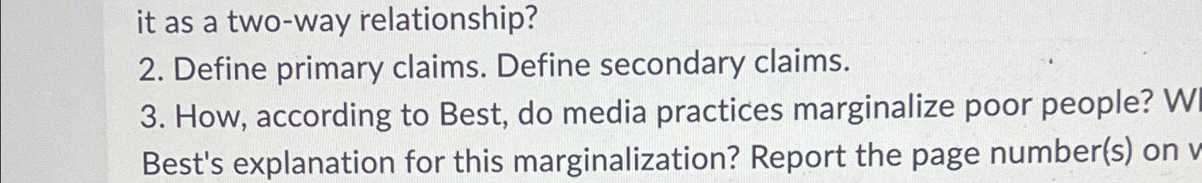 Solved Define primary claims. Define secondary claims v | Chegg.com