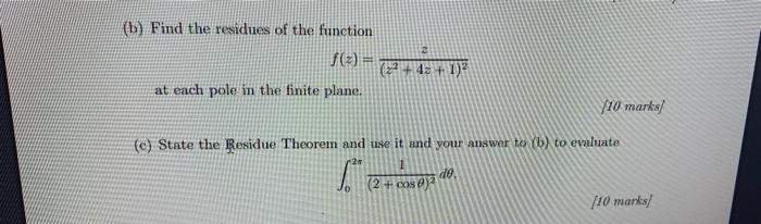 (b) Find the residues of the function | Chegg.com