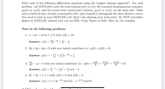 Solved Solve each of the following differential equations | Chegg.com