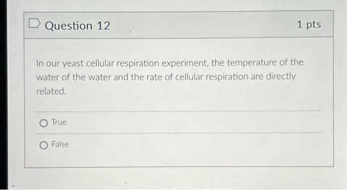 Solved In our yeast cellular respiration experiment, the | Chegg.com
