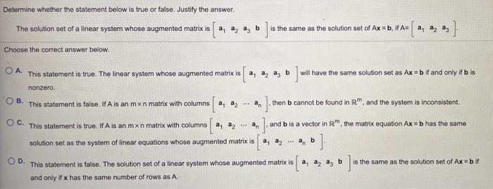 Solved Determine whether the statement below is true or | Chegg.com