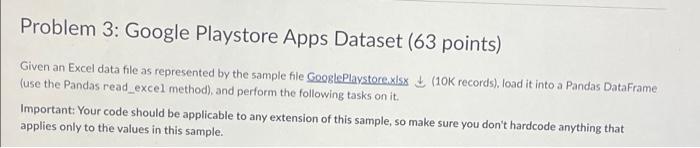 Problem 3: Google Playstore Apps Dataset (63 points) | Chegg.com