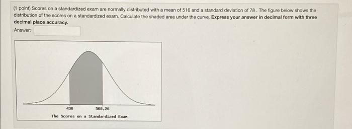 Solved (1 point) Scores on a standardized exam are normally | Chegg.com