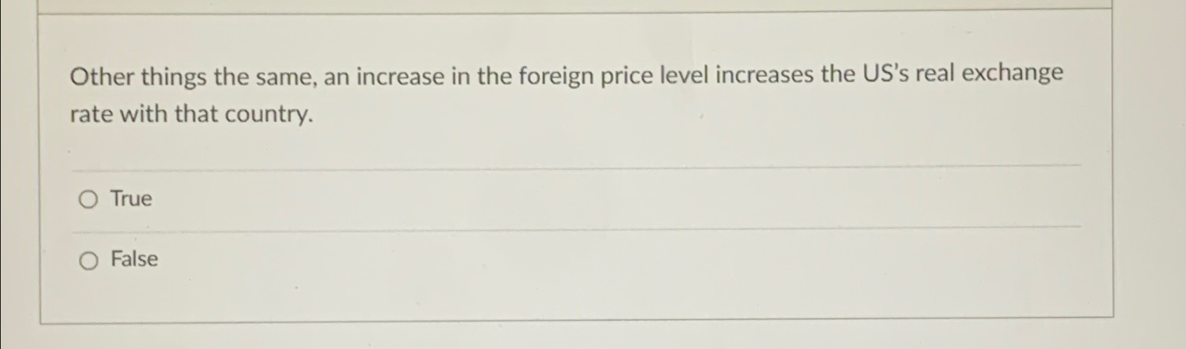 Solved Other things the same, an increase in the foreign | Chegg.com