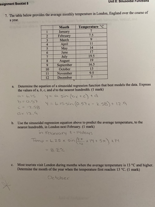 Solved Unit 8: Sinusoidal Functions ssignment Booklet 8 - 7. | Chegg.com