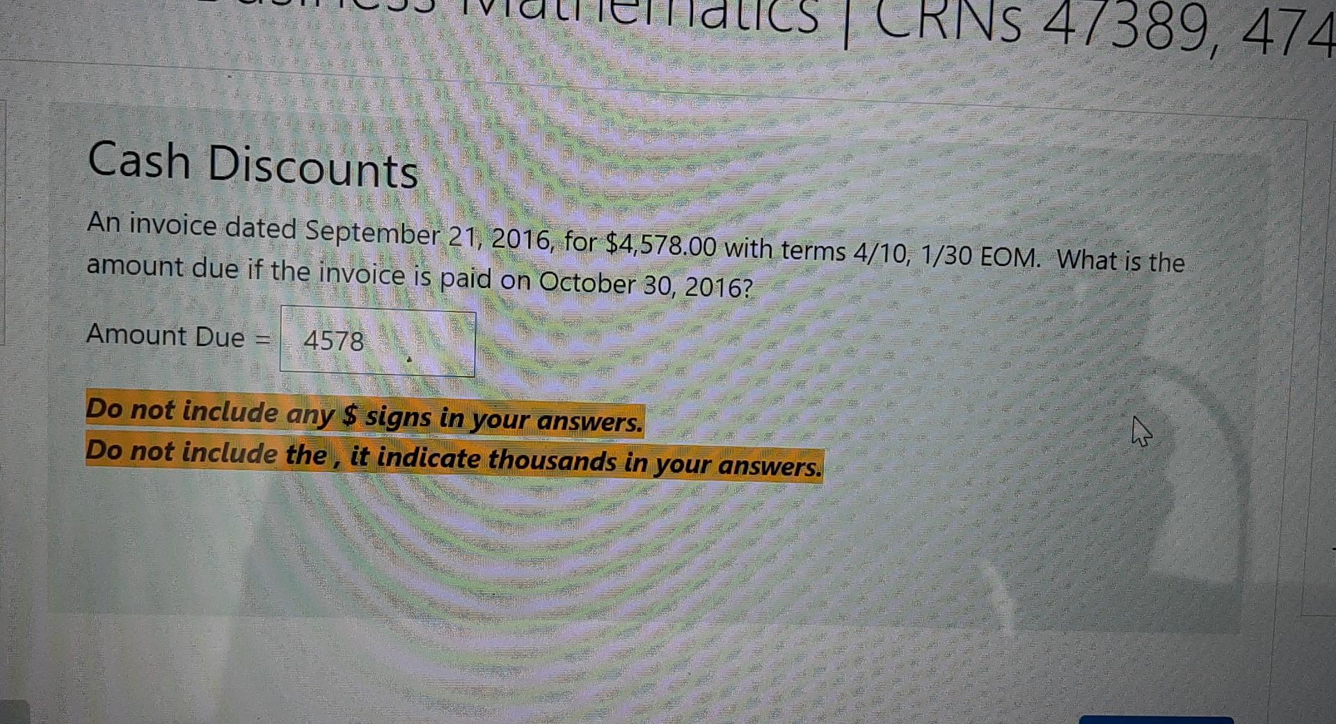 Solved Cash Discounts An invoice dated September 21,2016 , | Chegg.com