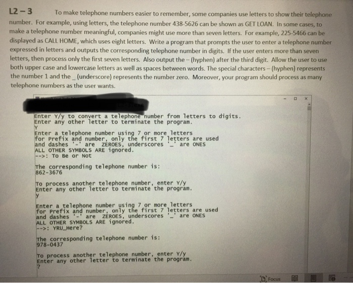 Solved L2-3 To make telephone numbers easier to remember, | Chegg.com