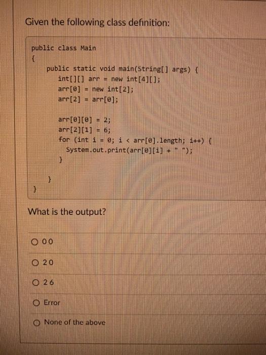 Solved Given the following class definition: public class | Chegg.com