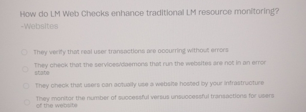 Solved How do LM Web Checks enhance traditional LM resource | Chegg.com