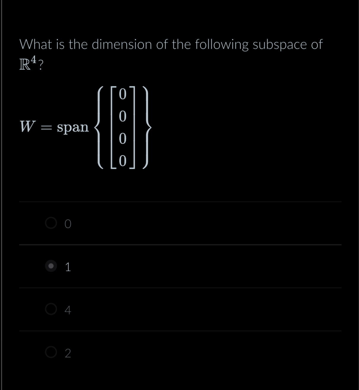 Solved What is the dimension of the following subspace of | Chegg.com