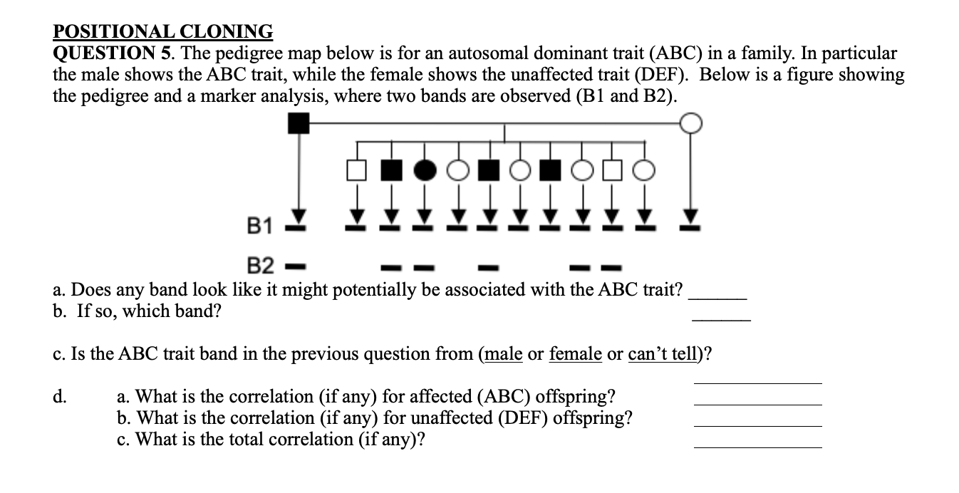 Solved POSITIONAL CLONINGQUESTION 5. ﻿The pedigree map below | Chegg.com