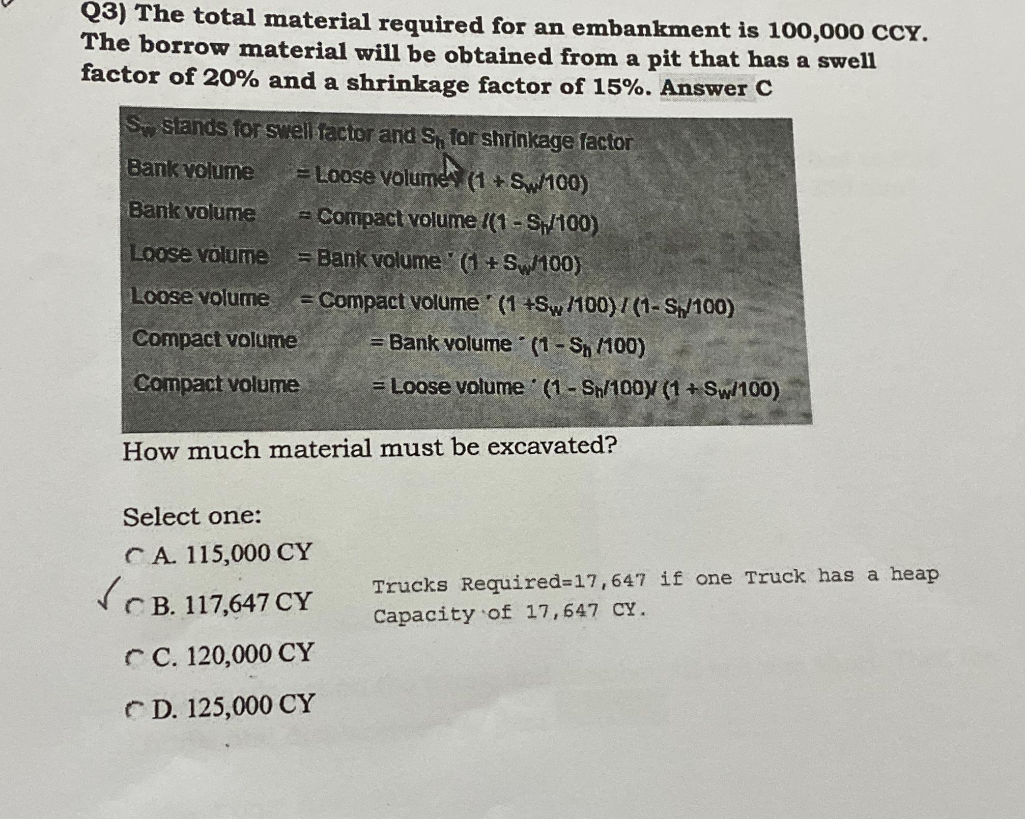 Solved Q3) ﻿The total material required for an embankment is | Chegg.com