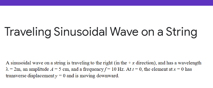 Solved Traveling Sinusoidal Wave on a String A sinusoidal | Chegg.com