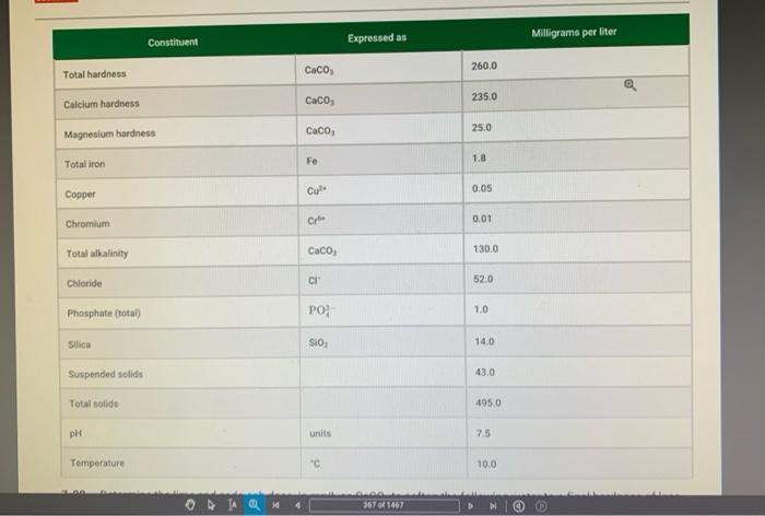 7-21. Determine the lime and soda ash dose, in mg/L | Chegg.com