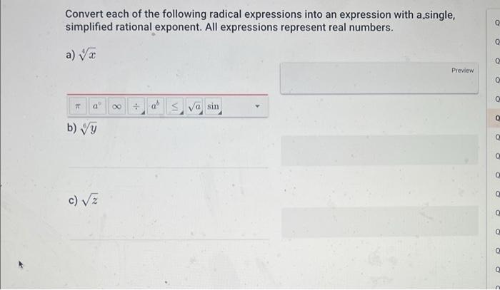 Solved Convert each of the following radical expressions | Chegg.com