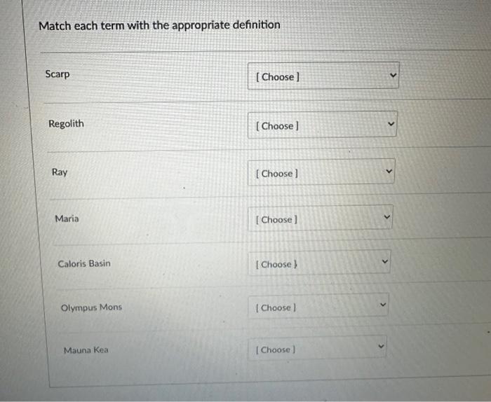 Match each term with the appropriate definition Scarp | Chegg.com