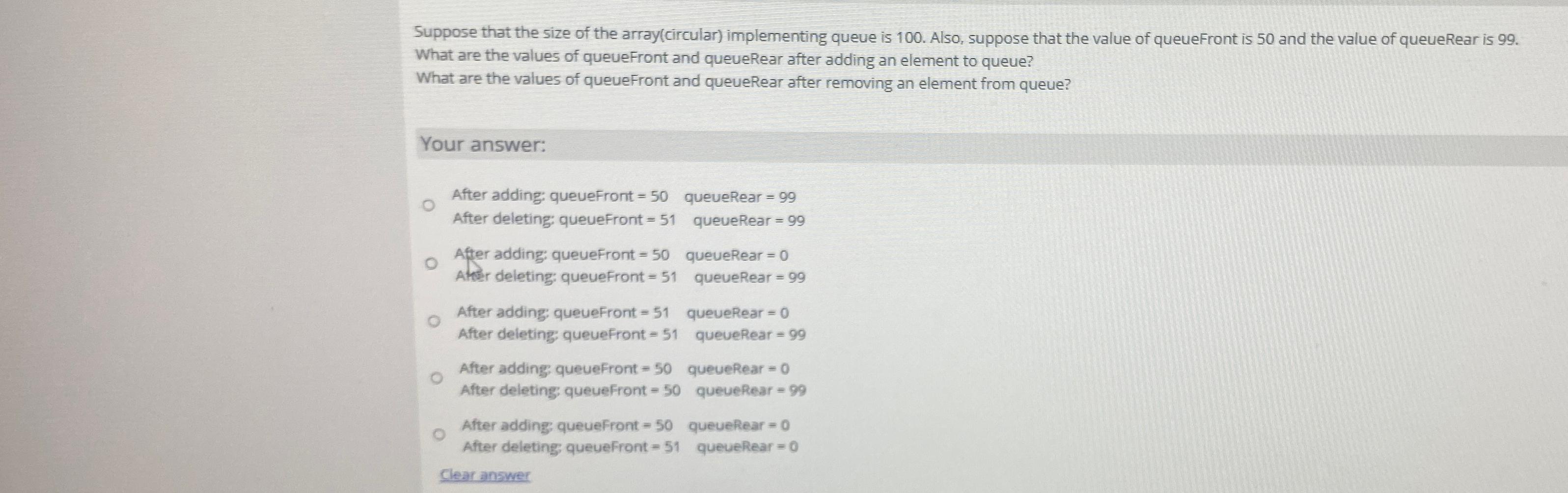 Solved Suppose that the size of the array(circular) | Chegg.com
