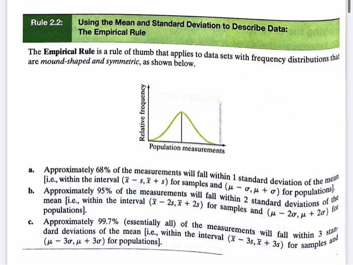 Solved Rule 2.2: Using the Mean and Standard Deviation to | Chegg.com