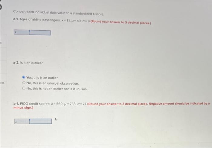 Solved Convert each individual dato value to a standardized | Chegg.com