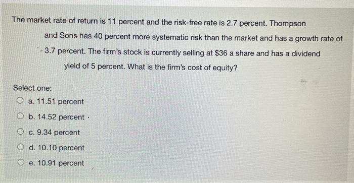 Solved The market rate of return is 11 percent and the | Chegg.com