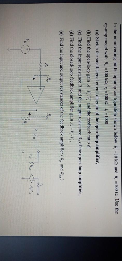 Solved In the noninverting buffer op-amp configuration shown | Chegg.com