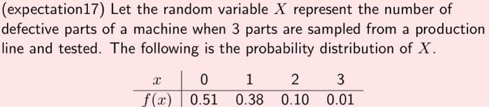 Solved (expectation17) Let the random variable X represent | Chegg.com